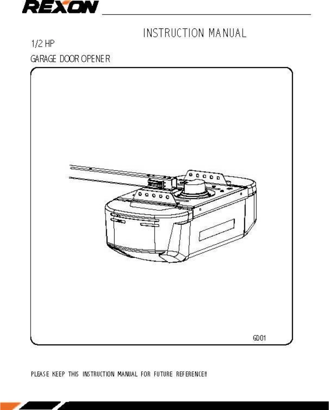 Rexon GDK01 Garage Door Opener User Manual