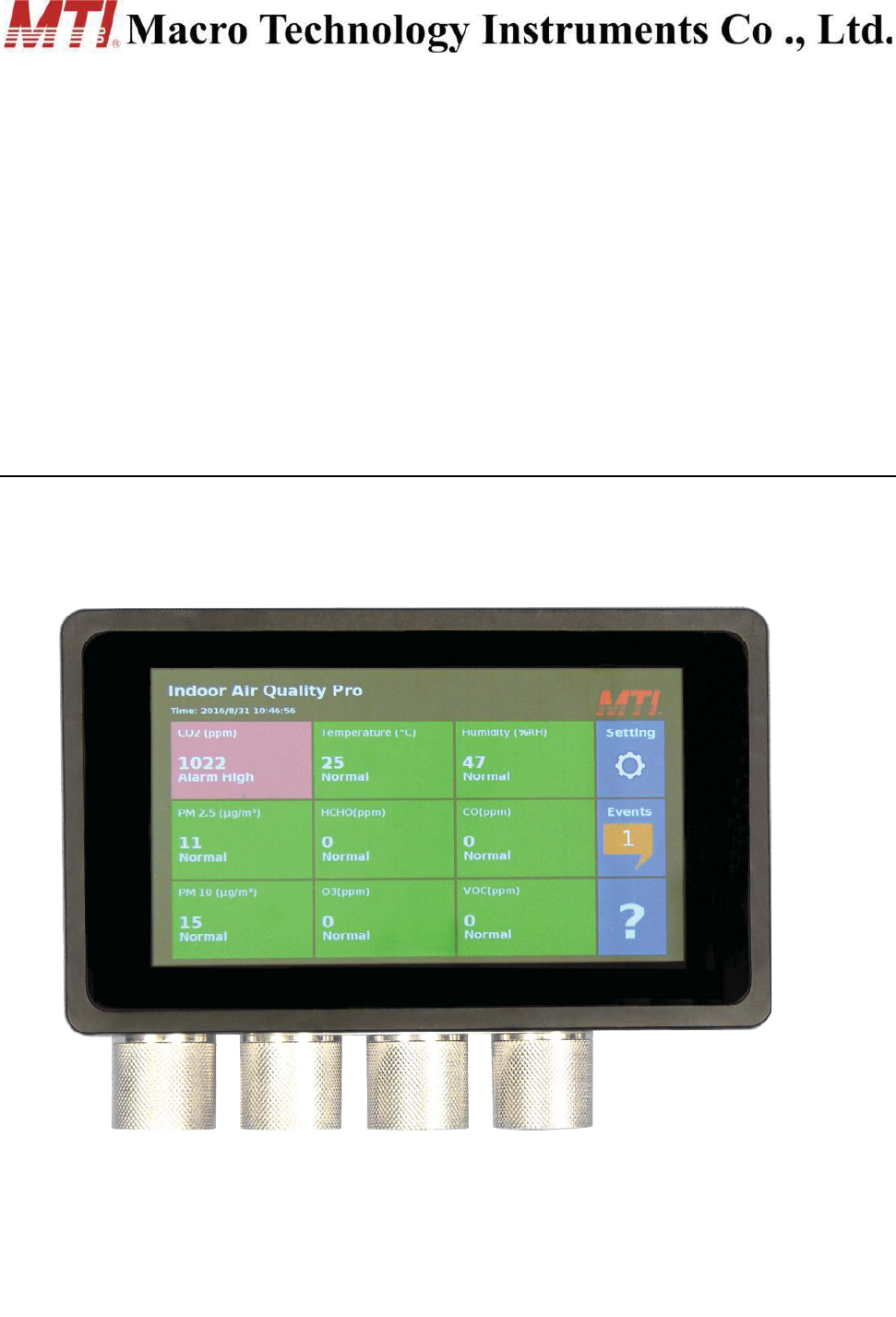 Macro Technology Instruments IAQPRO Indoor Air Quality Monitor User Manual IAQ Pro