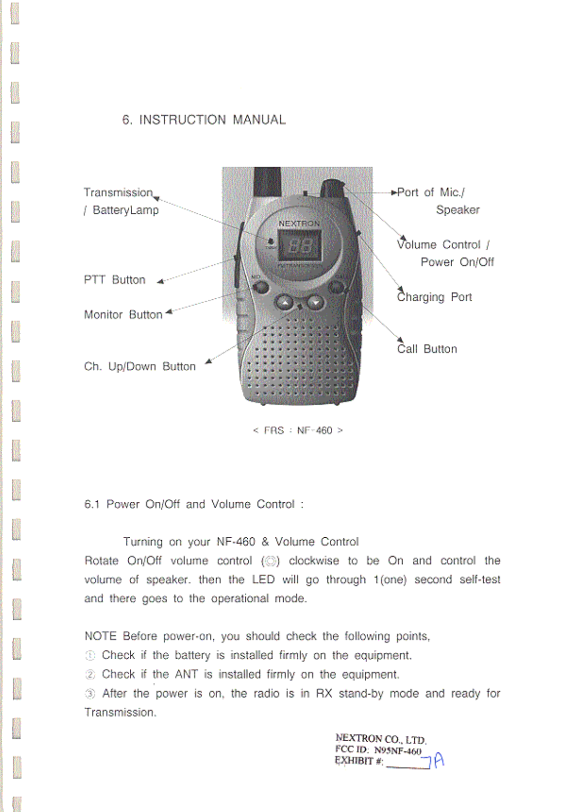 Nextron Co NF-460 FAMILY RADIO TRANSCEIVER User Manual USERS MANUAL