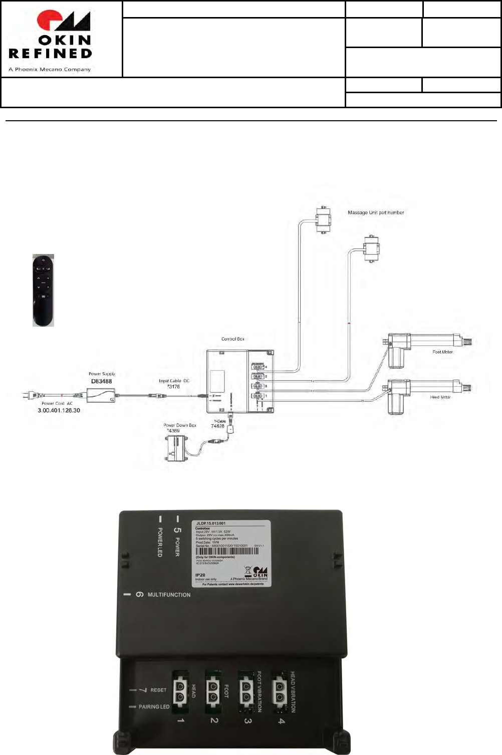 OKIN Refined Electric Technology JLDP15013 Control Box User Manual CU358 2 A