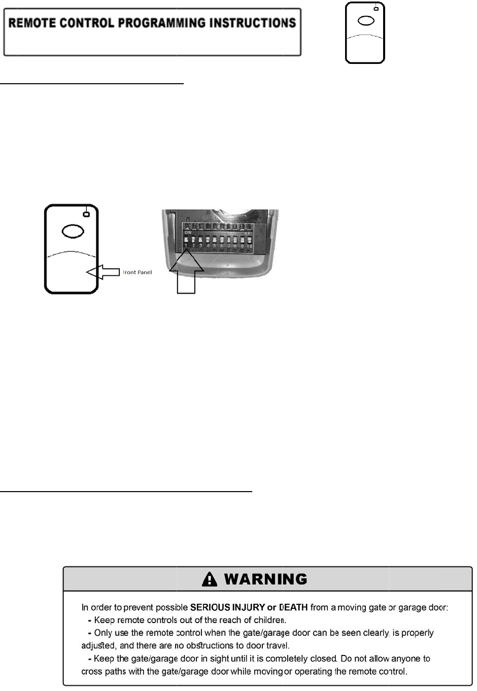 shengzhen commercial and trade GDR13 Garage Remote Control User Manual ...