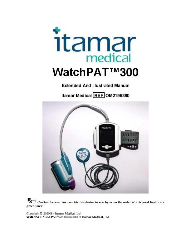 itamar medical WatchPAT 300 Home Sleep Apnea Monitor User Manual