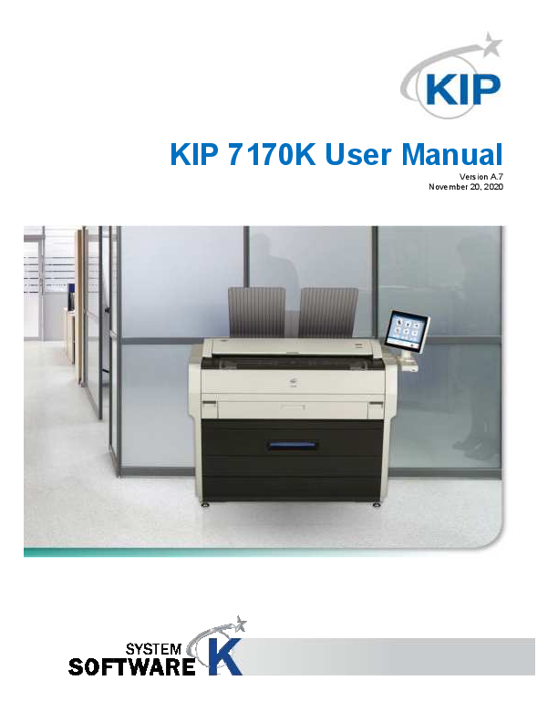 KIP 7170K 36 Inch 2 Roll Mono Wide Format Printer User Manual