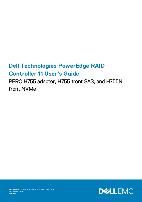 Dell PowerEdge RAID Controller 11 User's Guide: PERC H755, H755 Front ...