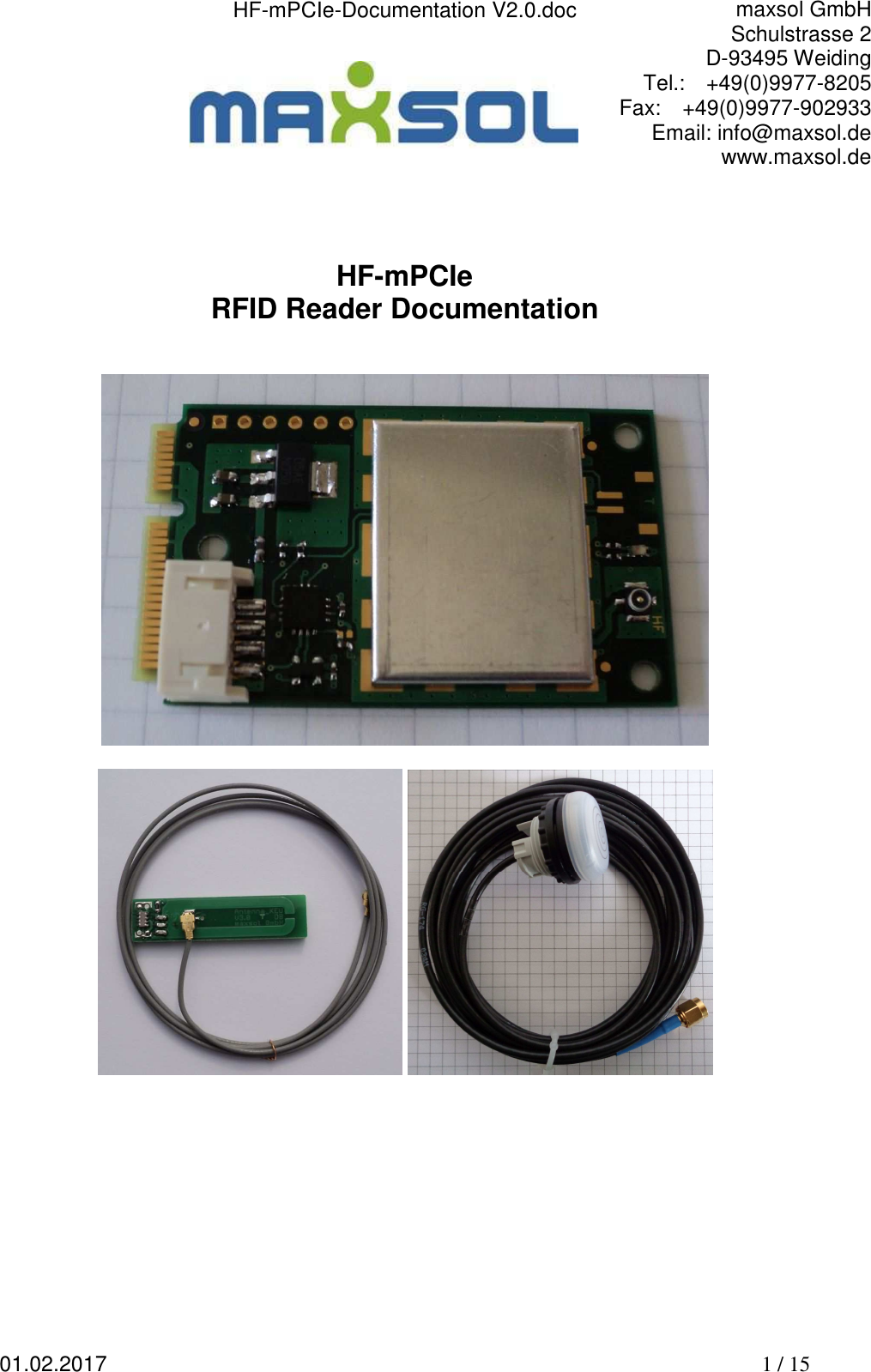 maxsol HFMPCIE HF RFID Module Discussion and FAQ HF mPCIe ation V2 0