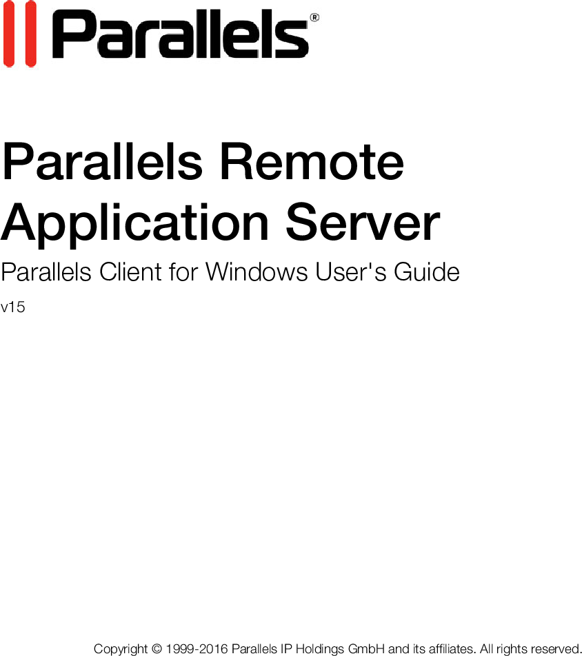 Parallels Remote Application Server 15.0 Client For Windows User's ...