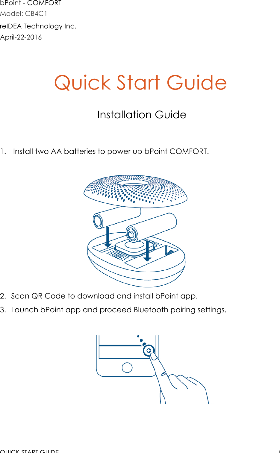reIDEA Technology CB4C1 bPoint COMFORT User Manual bPoint COMFORT QSG ...