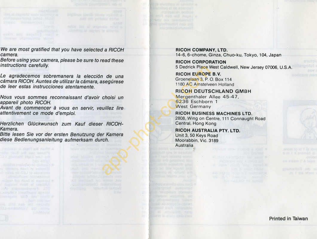 Ricoh YF 20 Directions For Using Yf20 Ml