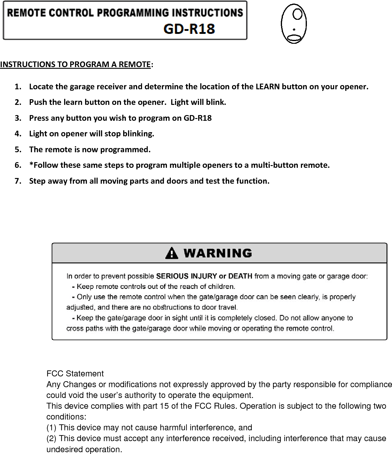shengzhen commercial and trade GDR18 Remote Control User Manual ...