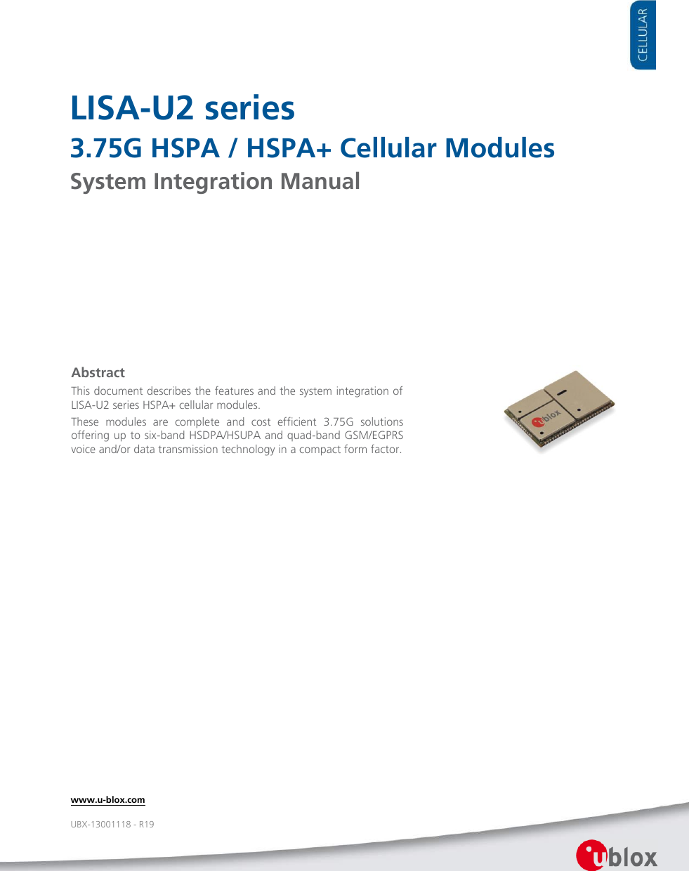u blox LISAU201 3.75G HSPA Wireless Module User Manual LISA U2 series