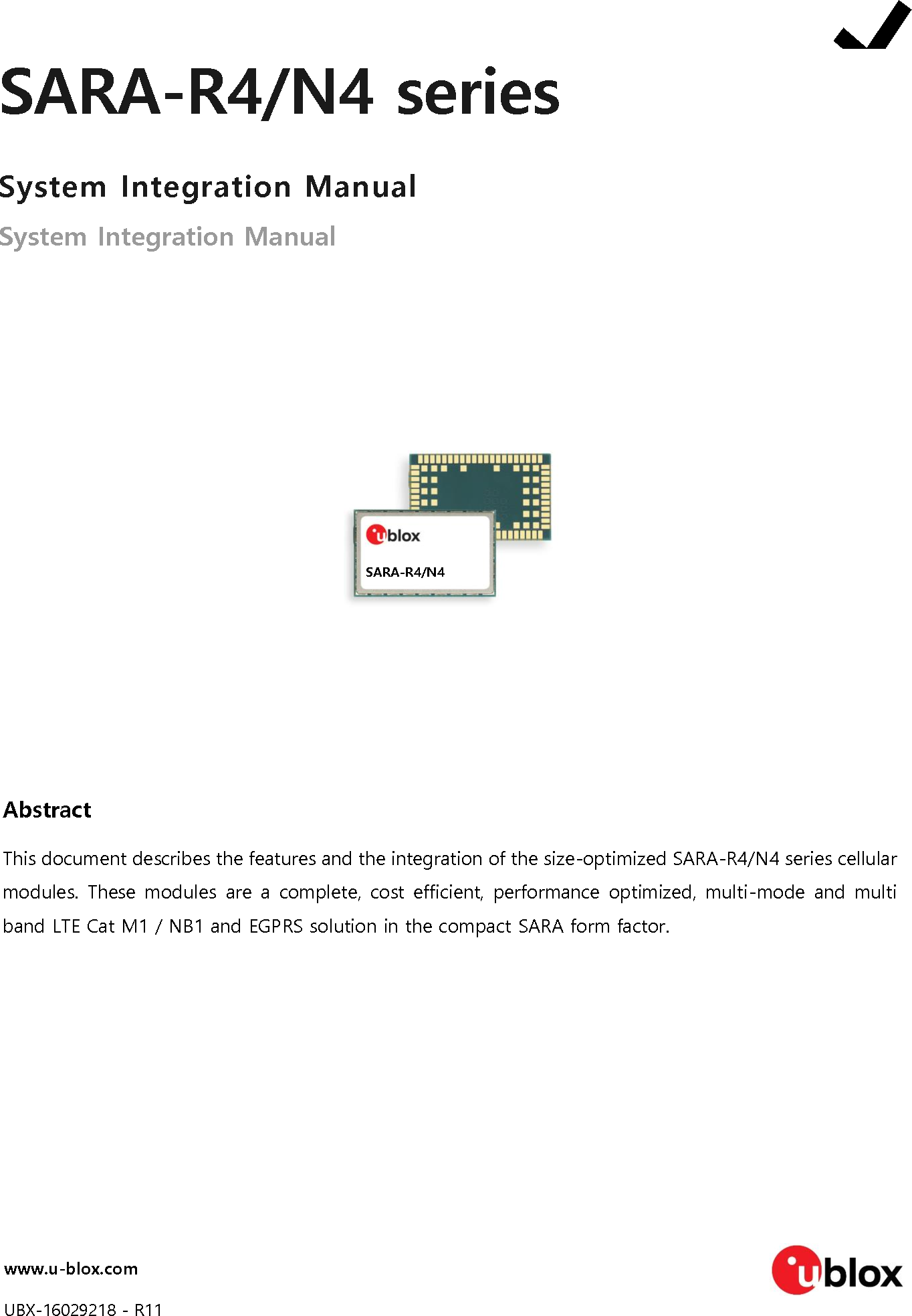 u blox UBX18ZO01 SARA-R412M User Manual SARA R4 N4 series