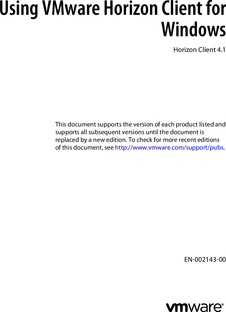 Vmware Using Horizon Client For Windows 4.1 User Guide 41 en