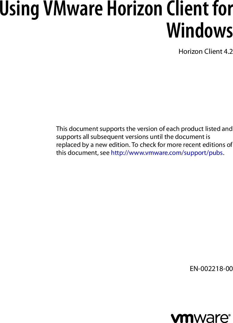 Vmware Using Horizon Client For Windows 4.2 User Guide 42 en