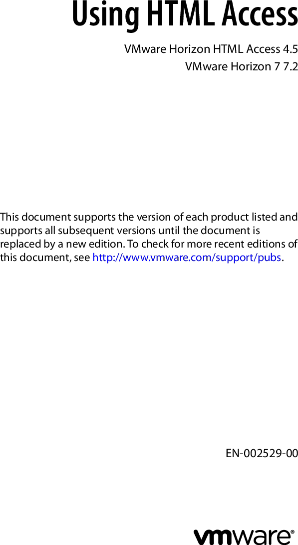 Vmware Using HTML Access Horizon 4.5 Client 45 en
