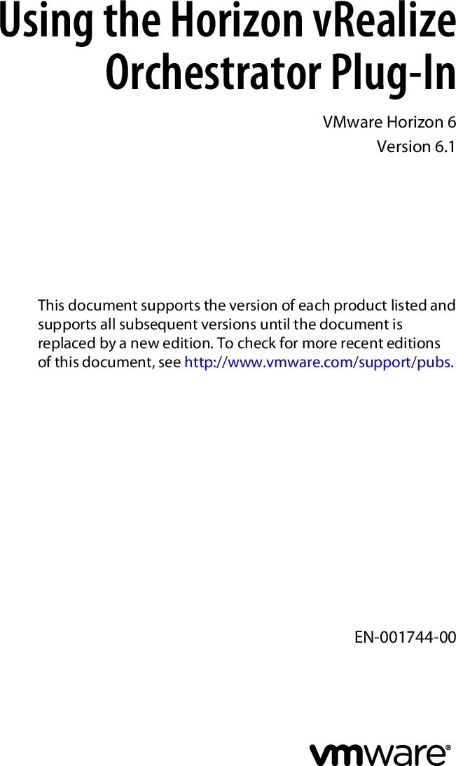 Vmware Using The Horizon VRealize Orchestrator Plug In OpenTopic View 6 ...
