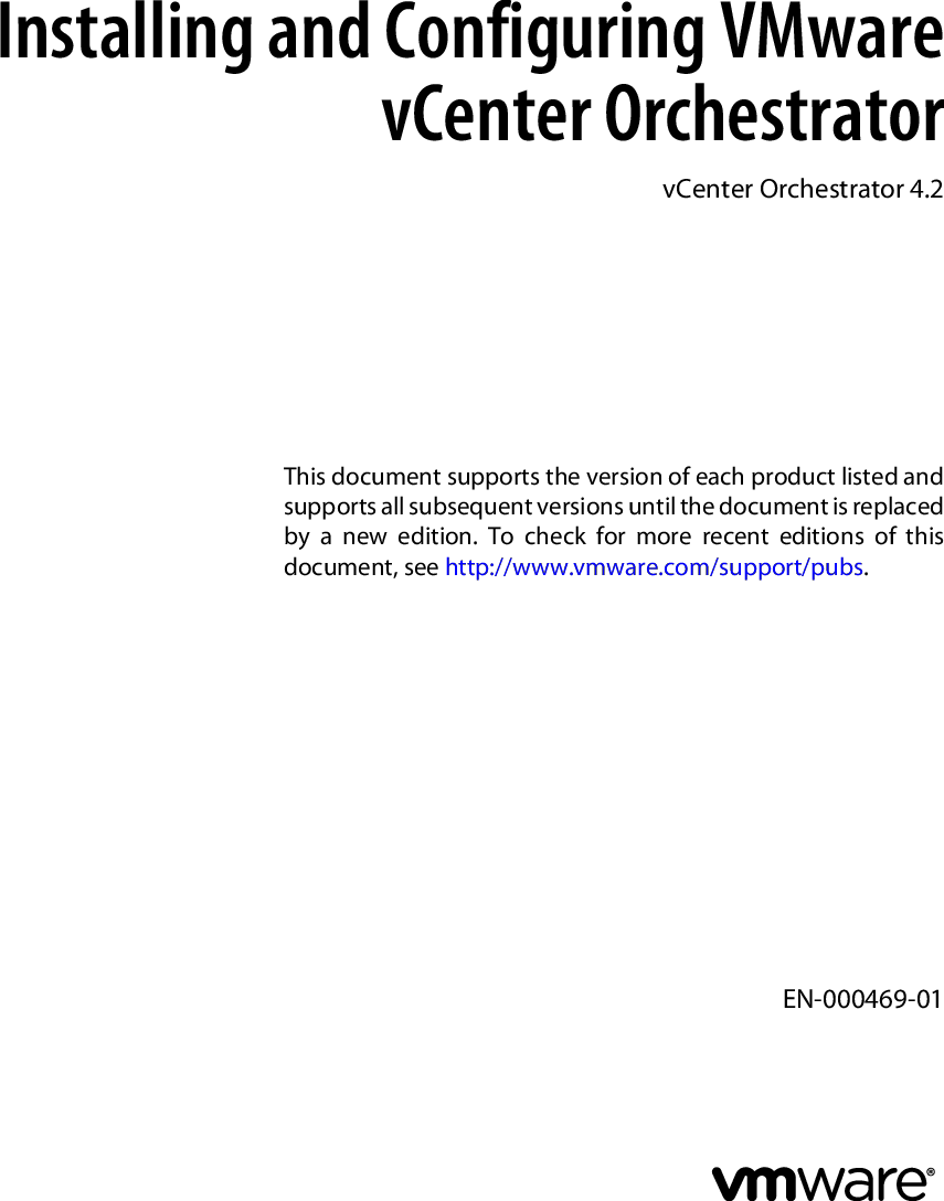 Vmware Installing And Configuring VCenter Orchestrator 4.2 V Center Vco ...