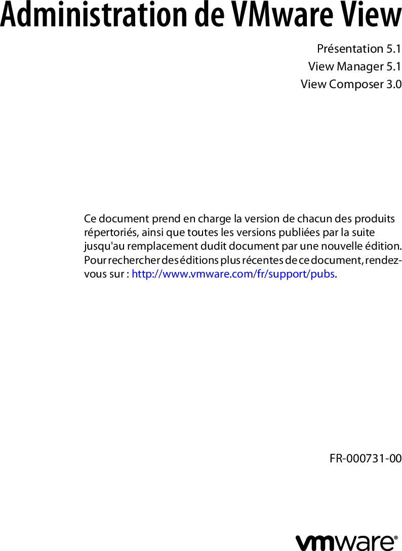 Vmware Administration De View Présentation 5.1 Guide 51 admin