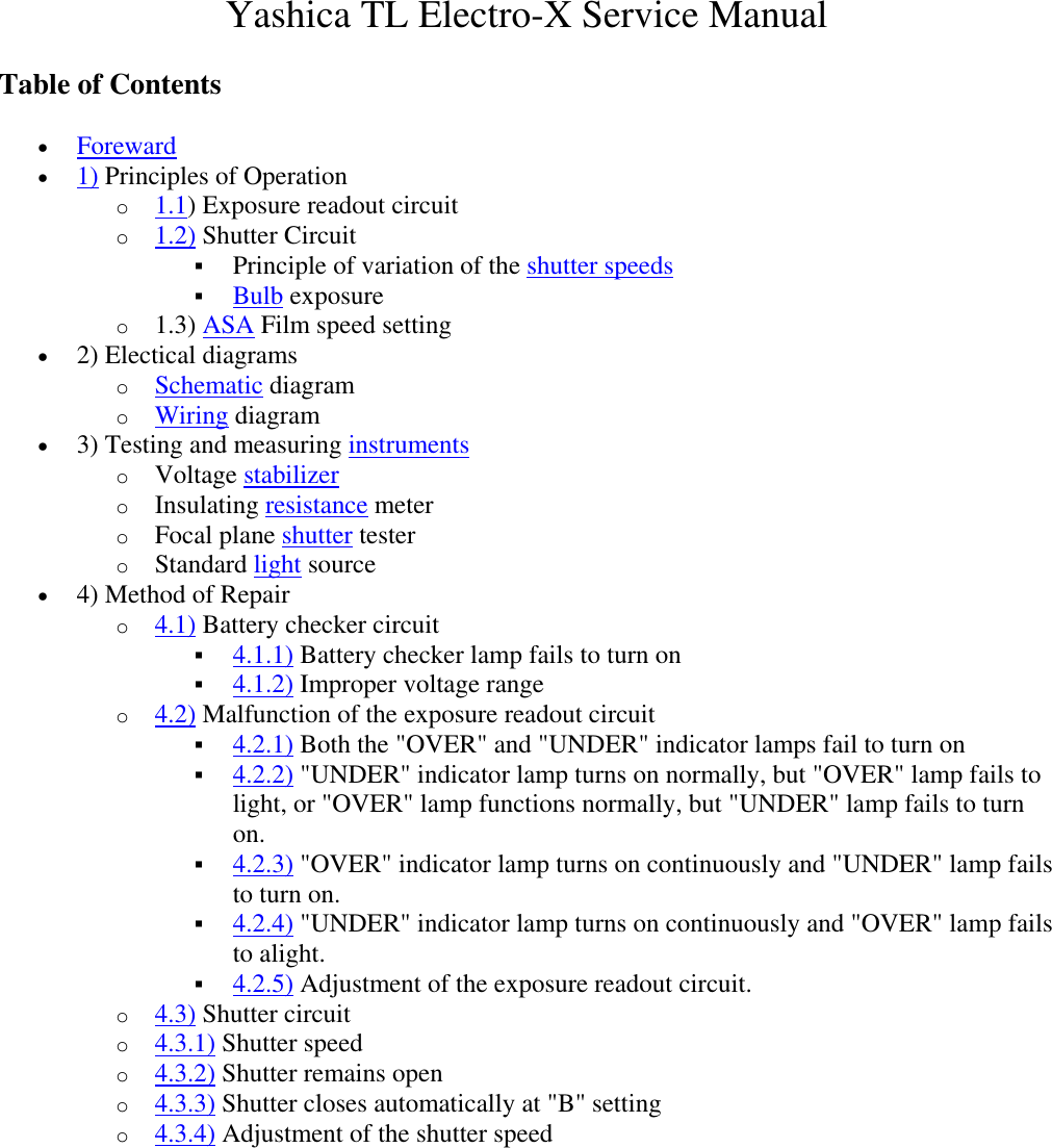 Yashica Dokument1 TL Electro X Service Manual SM EN